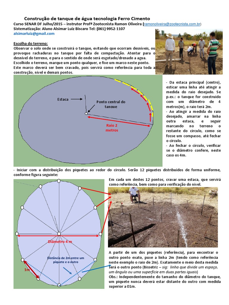 Construção de Tanque de Ferrocimento | PDF | Pi | Água
