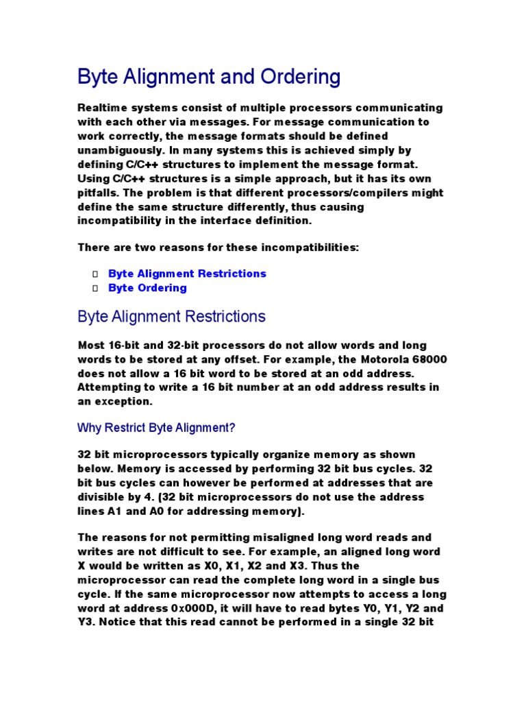 Byte Alignment and Ordering | PDF | Digital Electronics | Computer Hardware