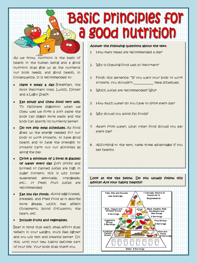 Basic Principles For A Good Nutrition Picture | PDF | Meal | Drink