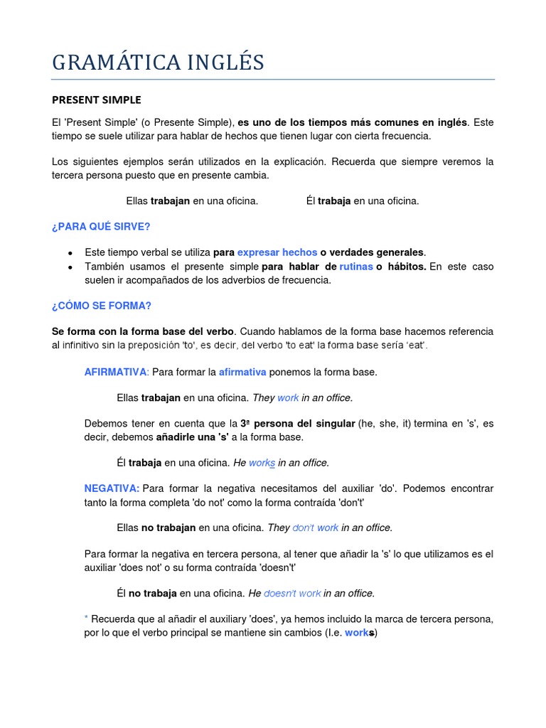 Gramática Inglés | PDF | Verbo | Asunto (gramática)