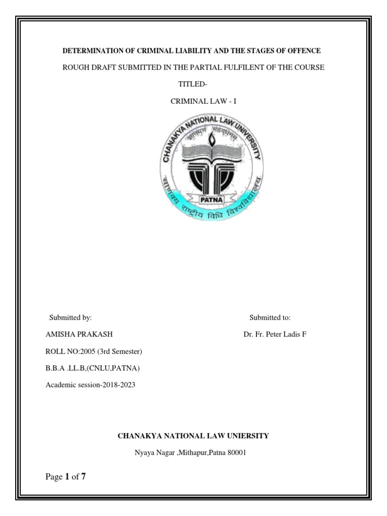 Determination of Criminal Liability and The Stages of Offence | PDF ...