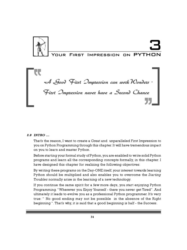 Python: Your First Impression On | PDF | Data Type | Integer (Computer Science)