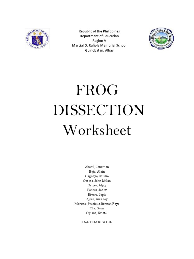 Frog Dissection Worksheet | PDF