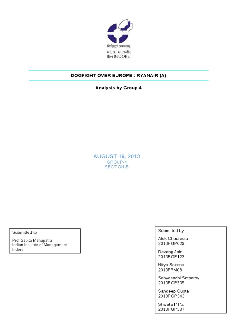 RyanAir Cover Page | PDF | Airlines | Low Cost Carrier