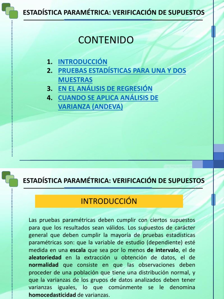 Verificación de Supuestos Paramétricos | PDF | Análisis de variación | Análisis de regresión