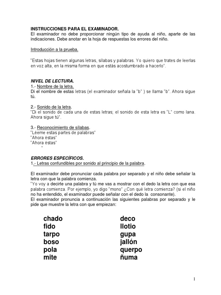 Instrucciones para Test Dislexia | PDF | Semiótica | Voz humana
