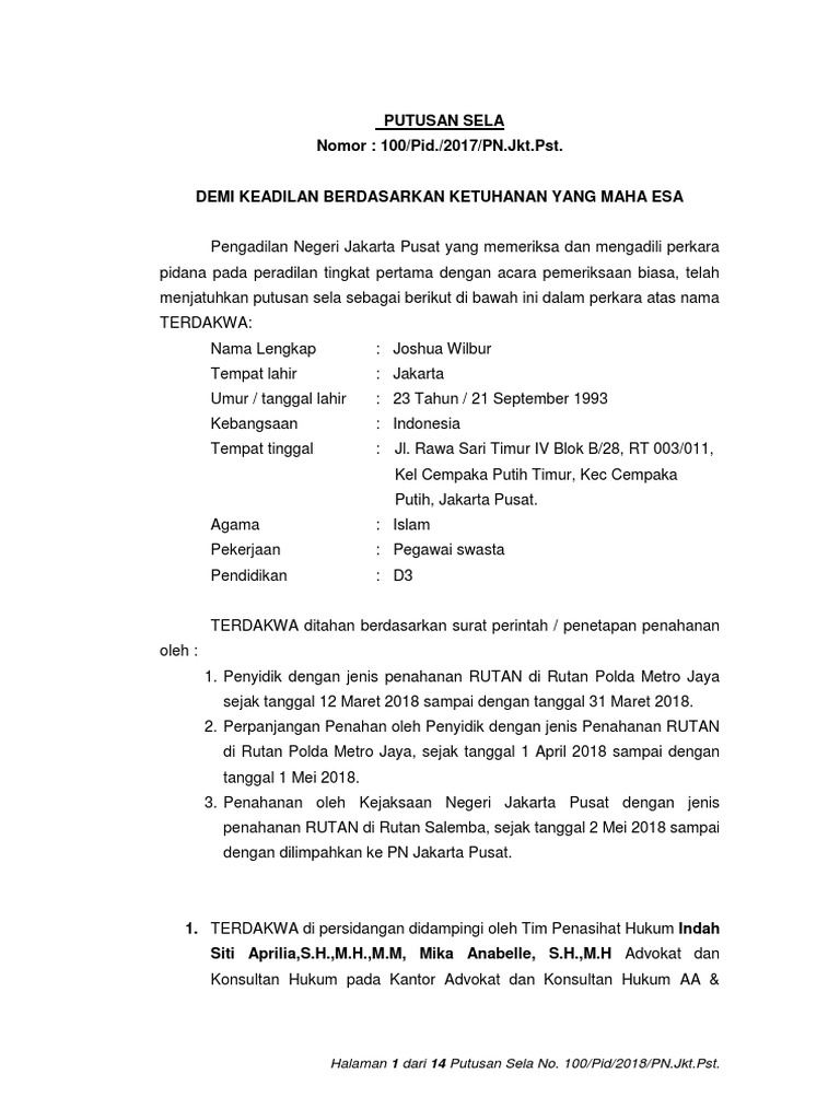 Putusan Sela PLKH 1 | PDF