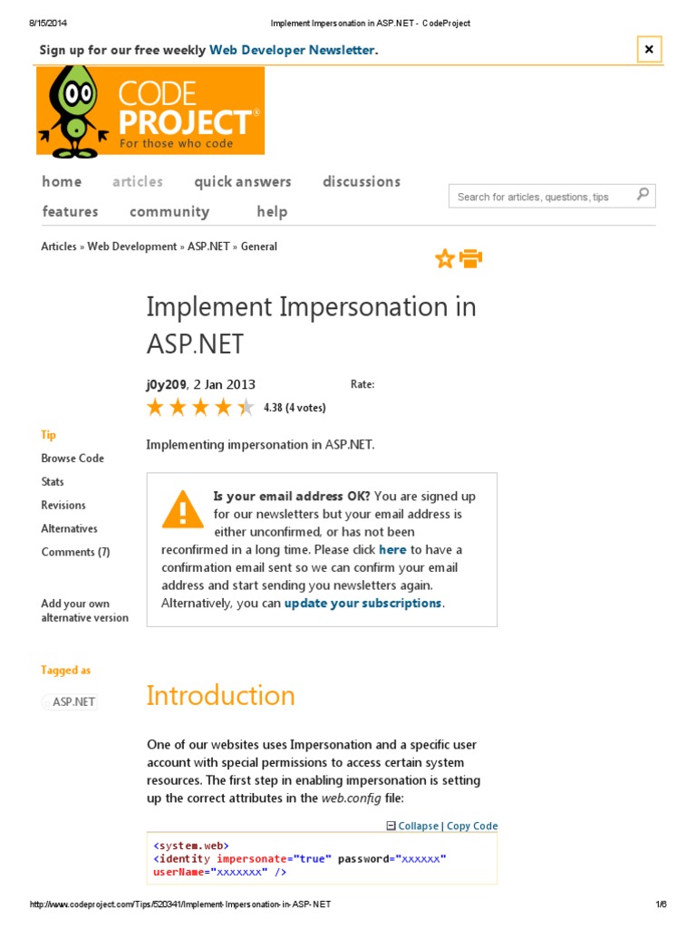 Impersonation Implement | PDF | Internet Information Services | Websites