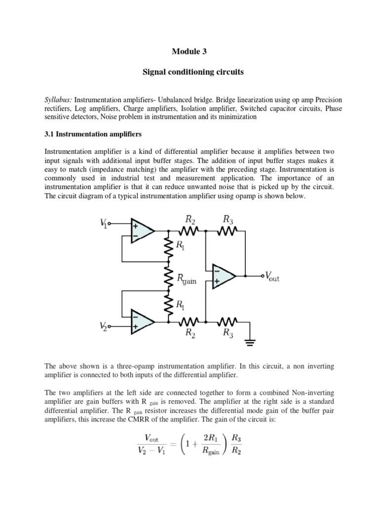 Chapter 3 Signal Conditioning Circuit | PDF | Amplifier | Operational ...