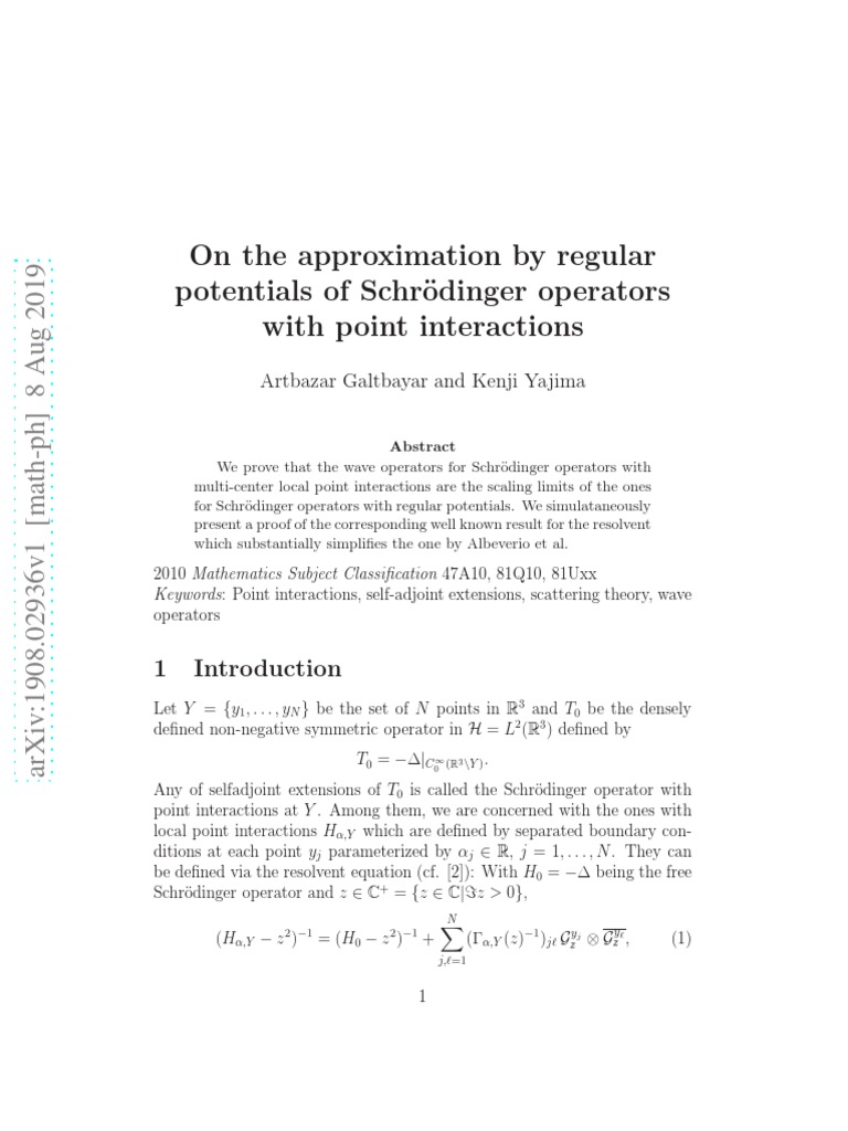 On The Approximation by Regular Potentials of Schrödinger Operators ...