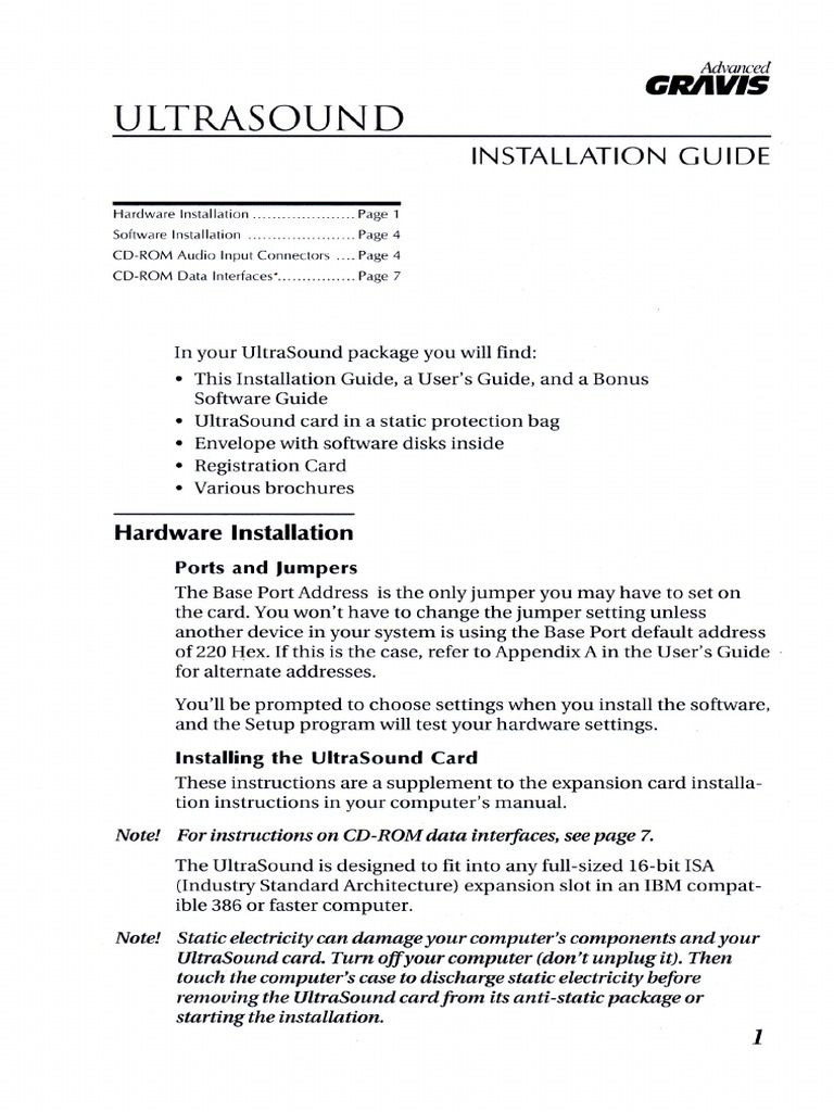 Gravis Ultrasound - Installation Guide | PDF
