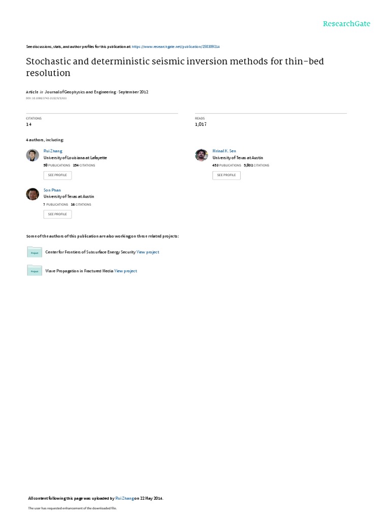 Stochastic and Deterministic Seismic Inversion Met PDF | PDF | Spectral ...