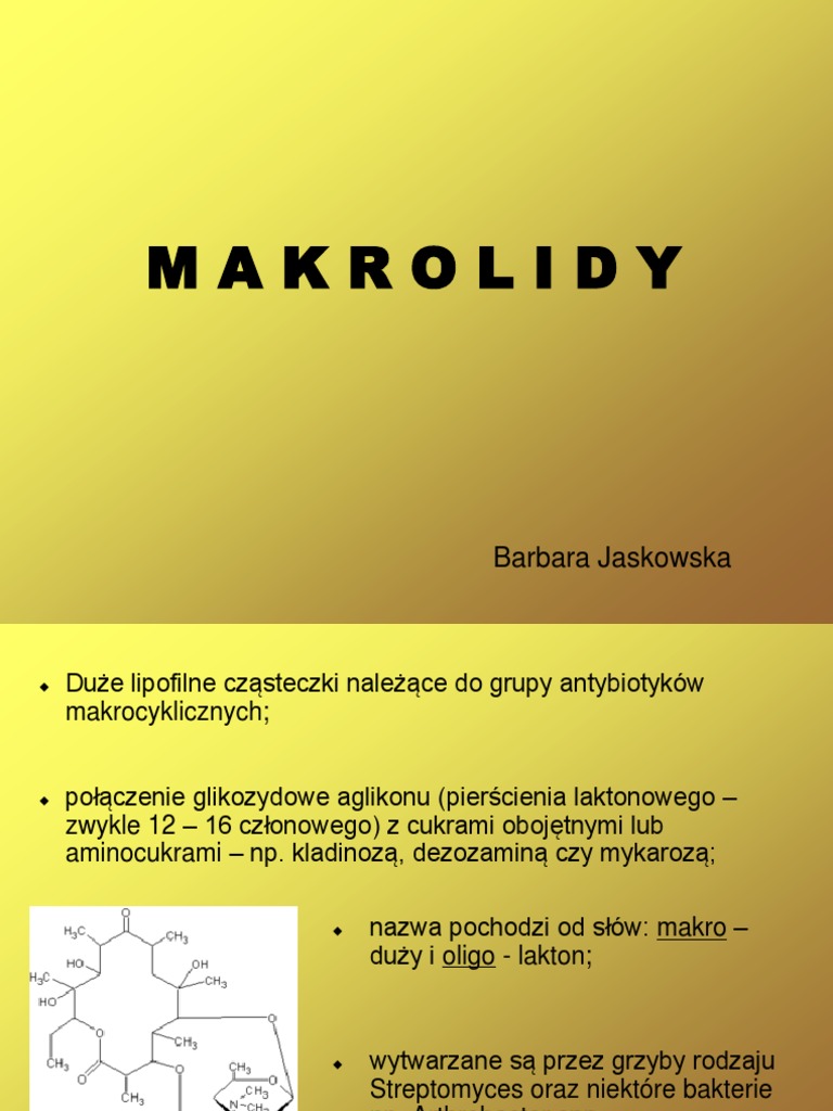 Prezentacja Makrolidy | PDF