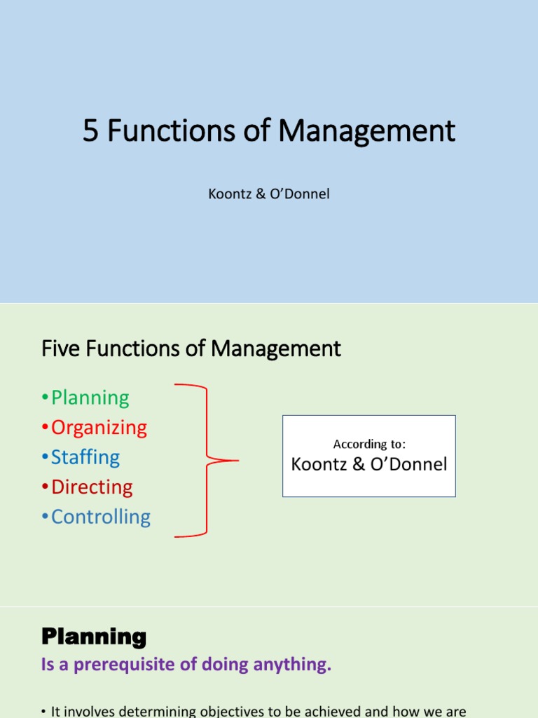 5 Functions of Management | PDF