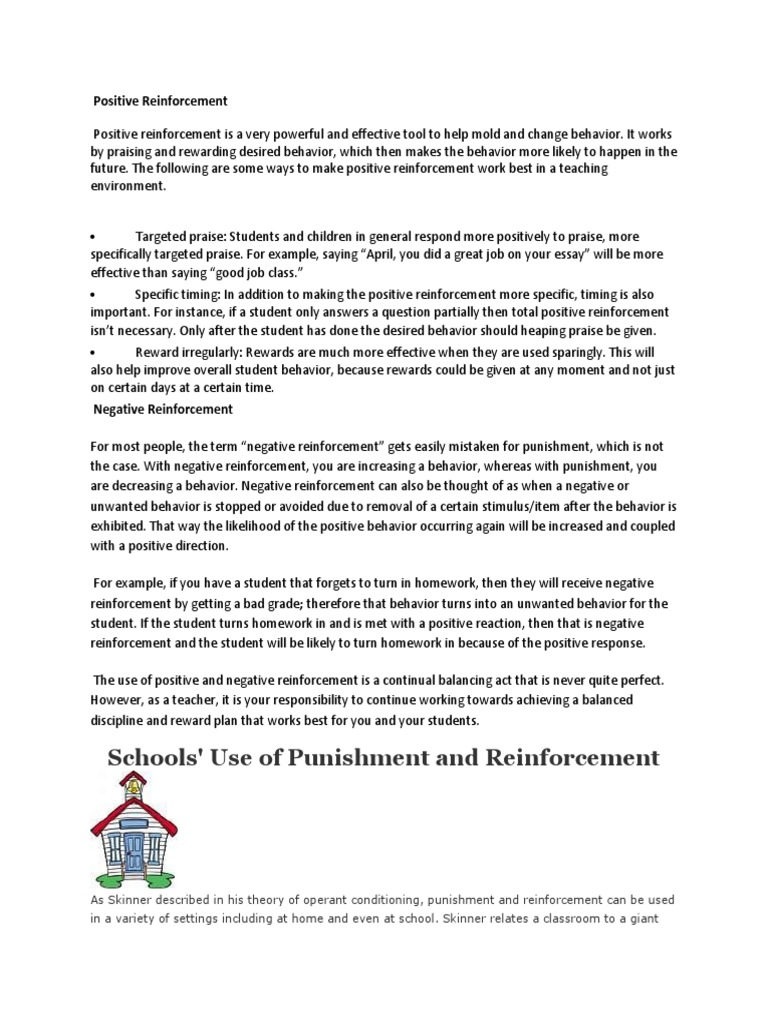 Schools' Use of Punishment and Reinforcement | PDF | Reinforcement | Behavior Modification