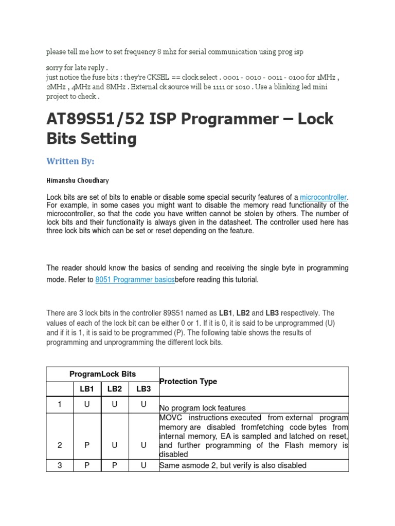 Fuses Avr and Lock | PDF | Booting | Classes Of Computers