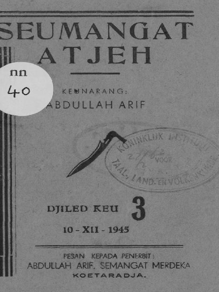Seumangat Atjeh: Karya Abdullah Arif | PDF | Seni & Disiplin Bahasa ...