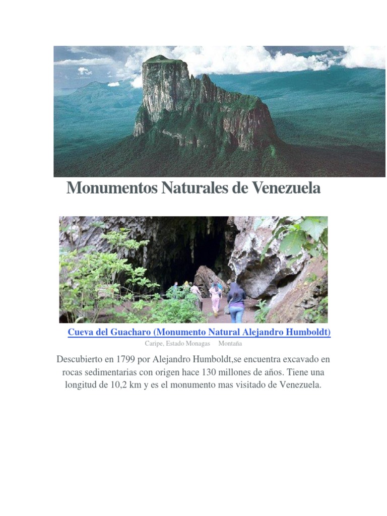 Monumentos Naturales de Venezuela | PDF | Montañas | Venezuela