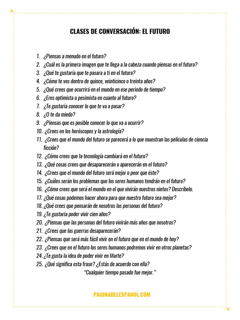 Clases de Conversacion El Futuro | PDF