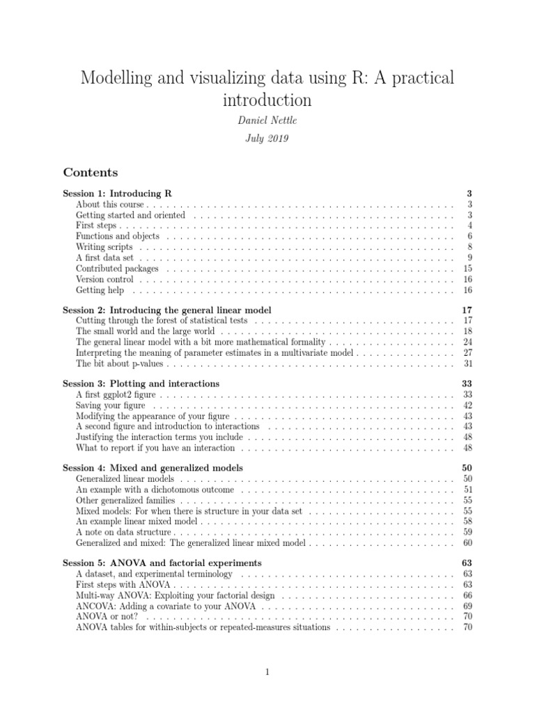 Modeling and Visulizing Data Using R: A Practical Introduction | PDF ...