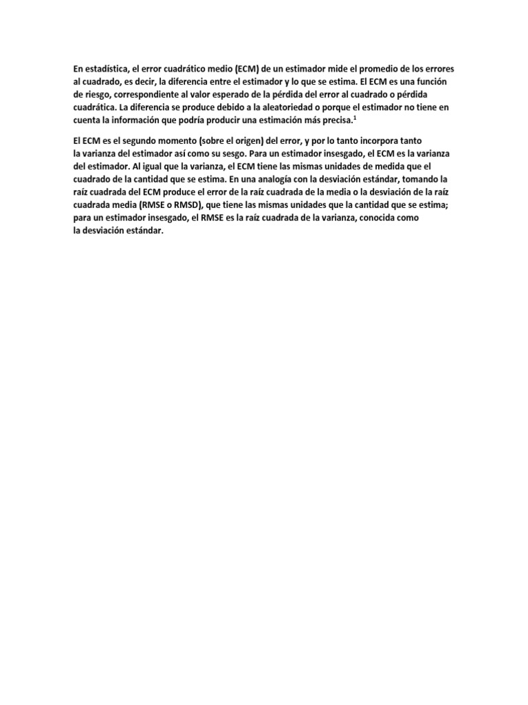 Error Cuadratico | PDF | Error medio cuadrado | Econometría