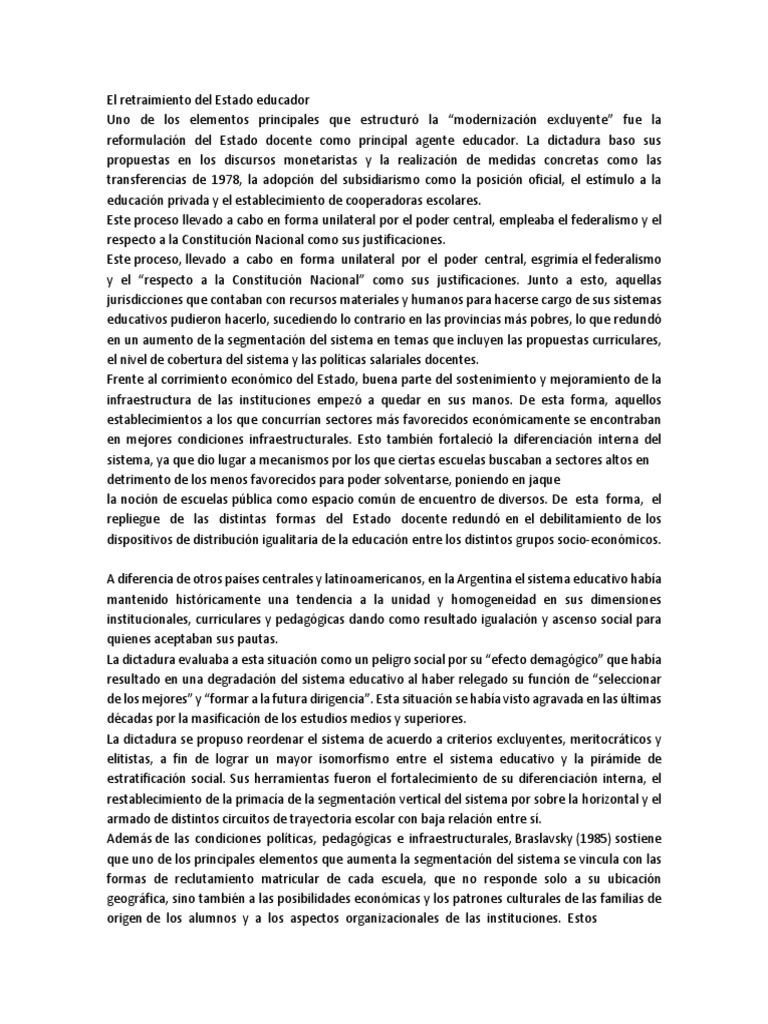 El Retraimiento Del Estado Educador | PDF | Aprendizaje | Evolución