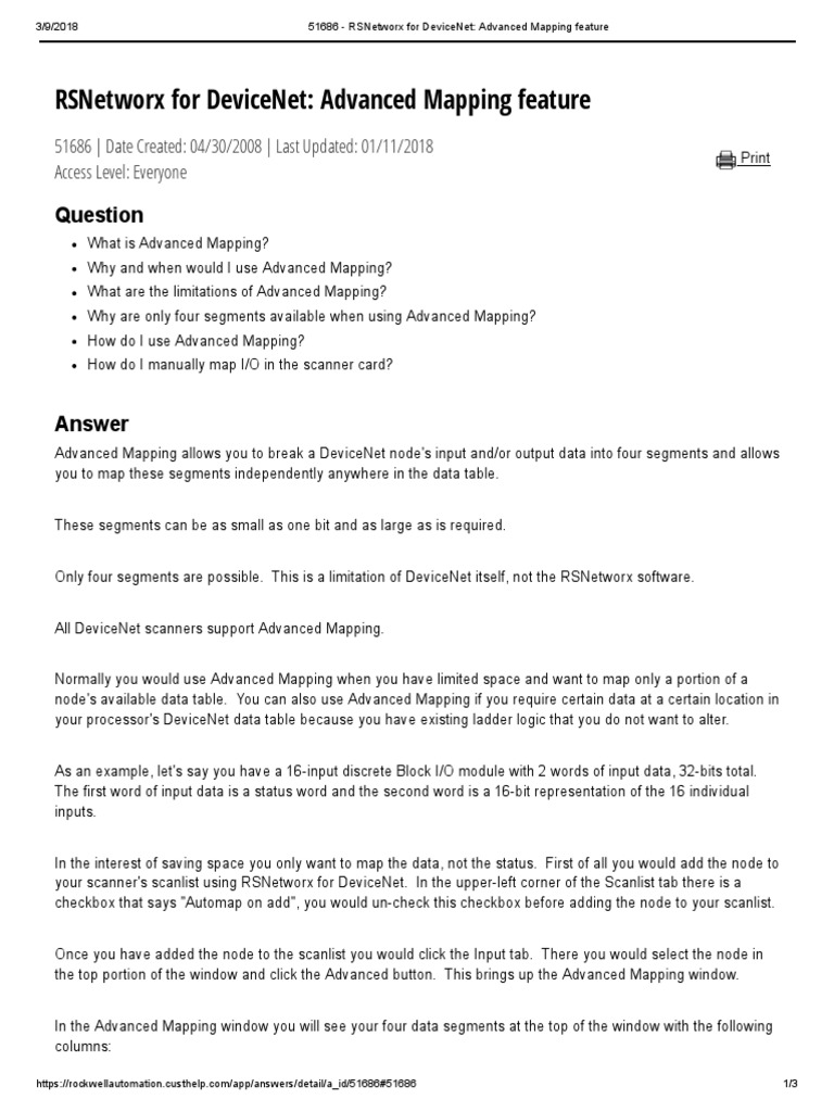 RSNetworx For DeviceNet - Advanced Mapping Feature | PDF | Bit | Byte