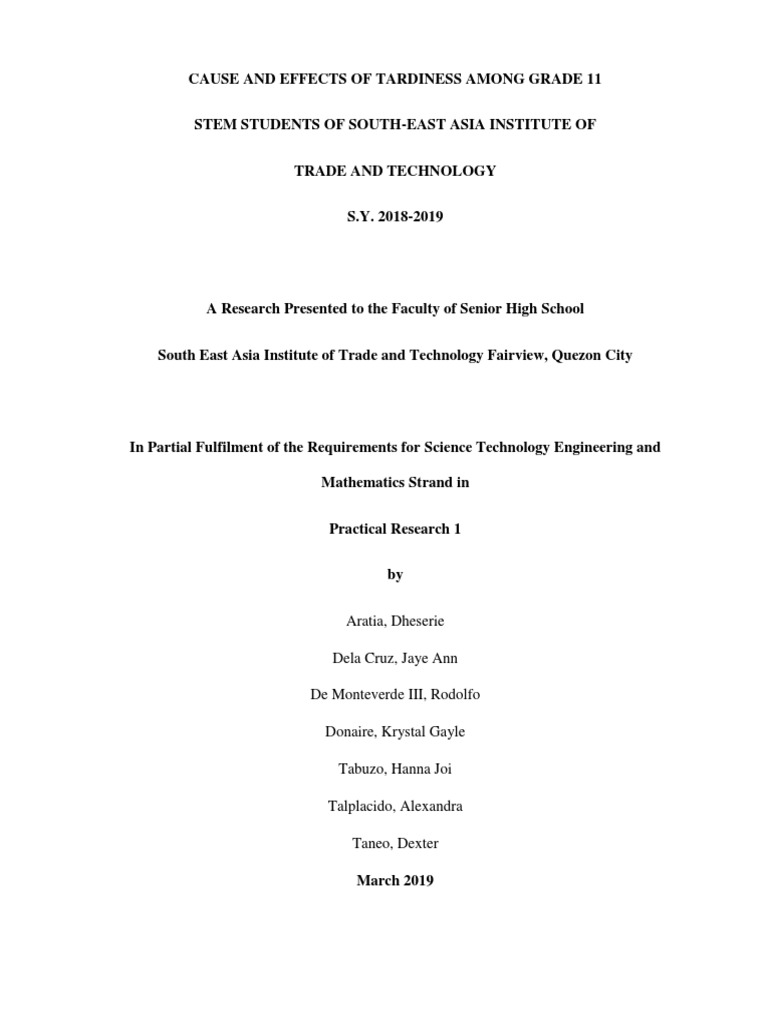Research Paper About Tardiness | PDF | Science, Technology, Engineering ...