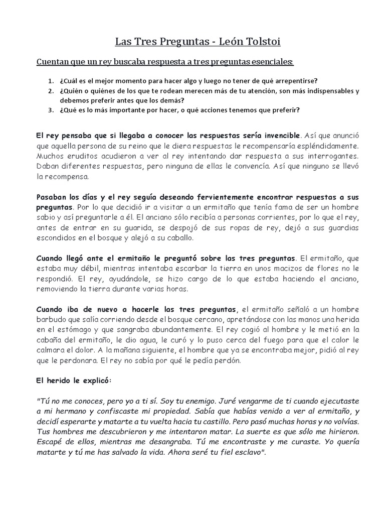 Las Tres Preguntas | PDF | Perdón | Violencia