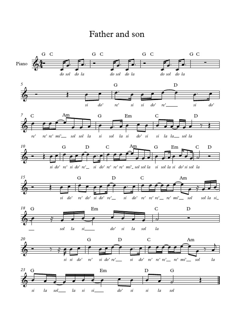 Father and Son Piano Chords Guide | PDF