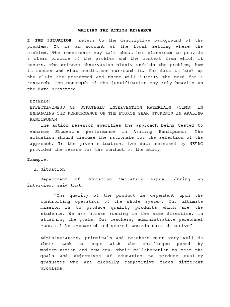Writing The Action Research | PDF | Evaluation | Teachers