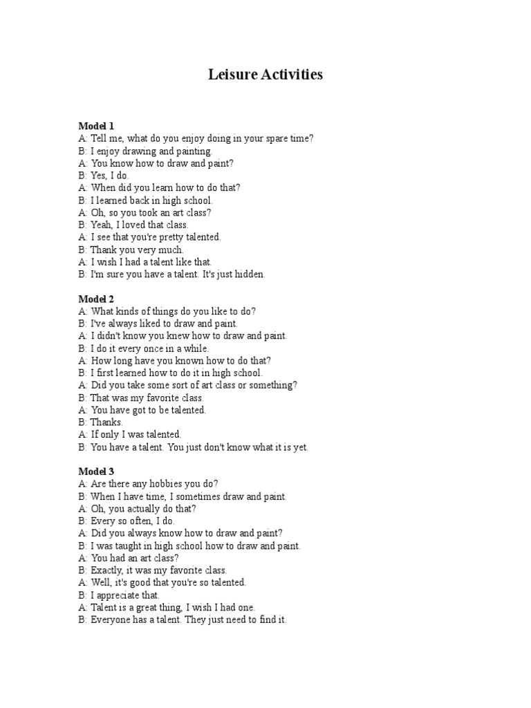 Leisure Activities | PDF