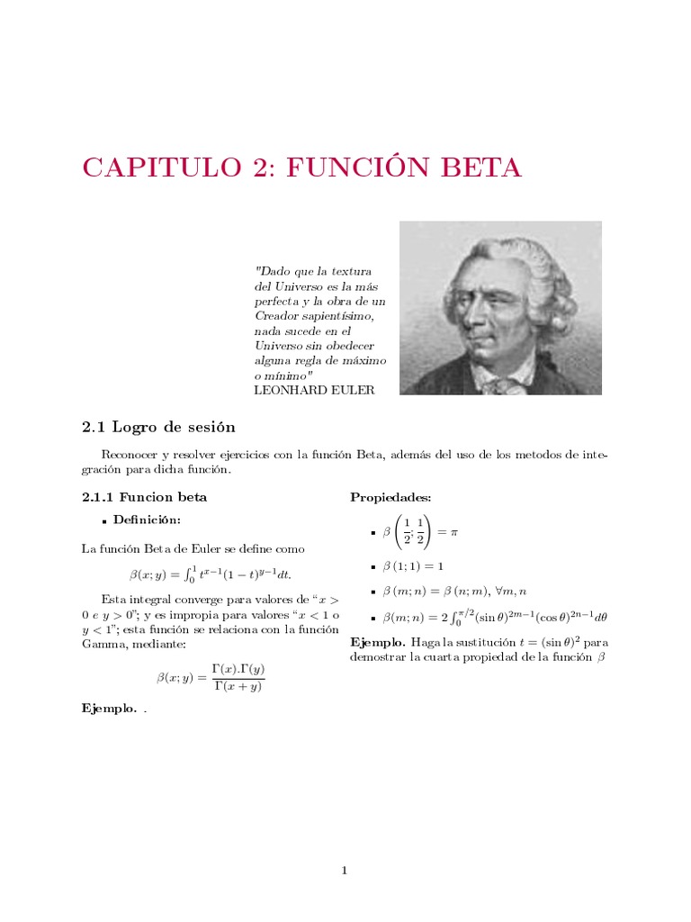 Semana 3 Funcion Beta | PDF | Función (Matemáticas) | Pi