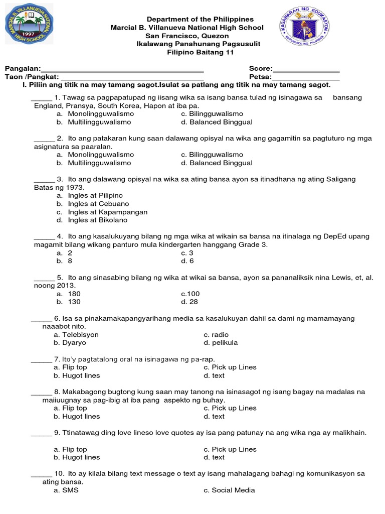 Second Grading Period | PDF