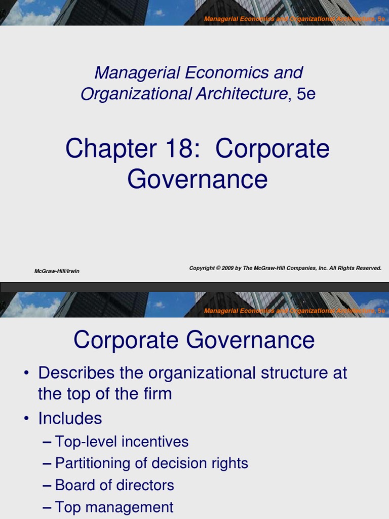 Chapter 18: Corporate Governance: Managerial Economics and ...
