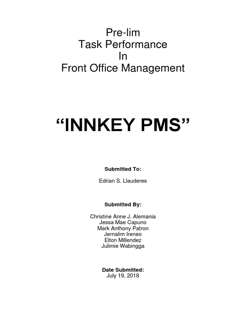 Group 1 Innkey PMS | Download Free PDF | Point Of Sale | Inventory