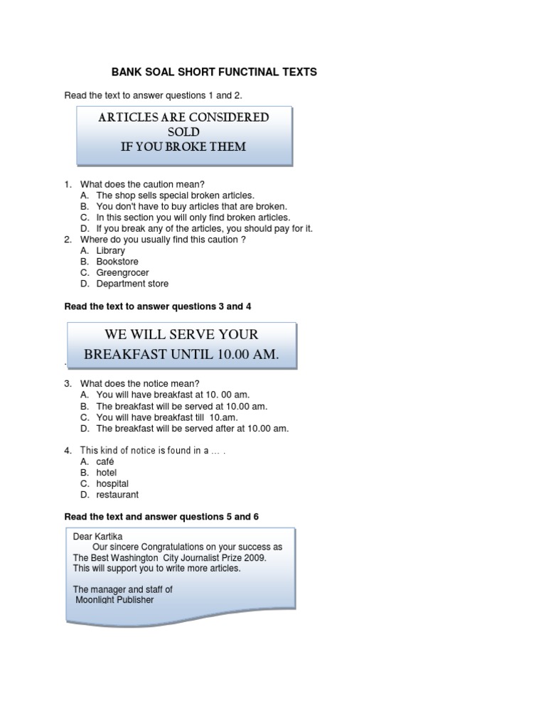 Short Functional Text | PDF