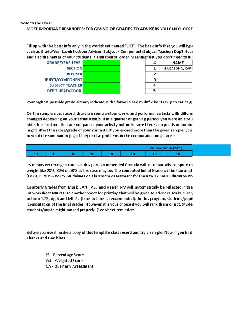 School Form SF9 Soft | PDF | Worksheet | Mathematical Notation