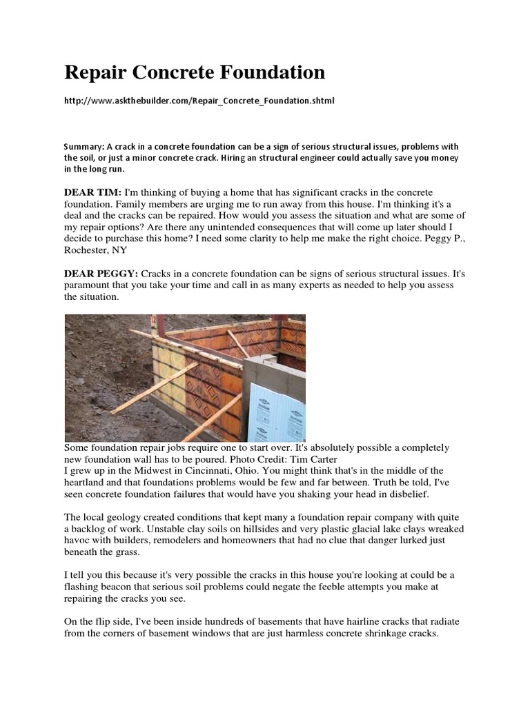 Repair Concrete Foundation | PDF | Concrete | Foundation (Engineering)
