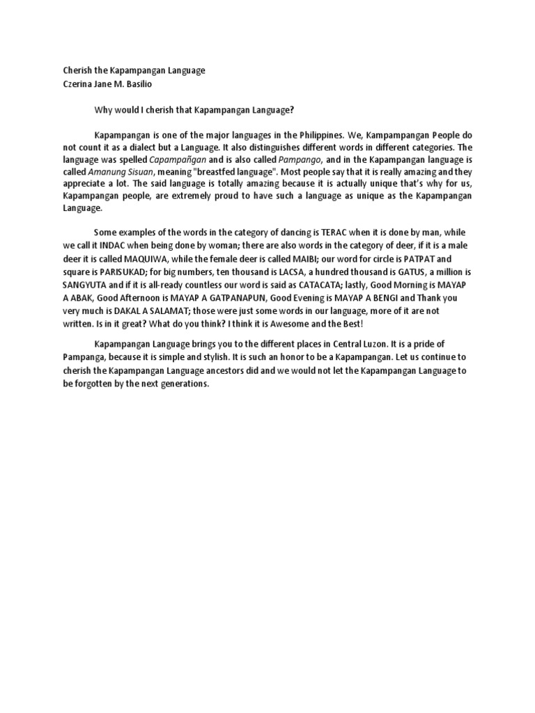 Cherishing the Kapampangan Language | PDF