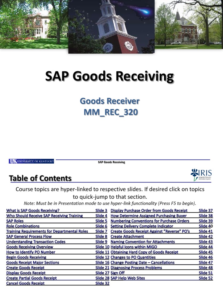 SAP Goods Receiving: Goods Receiver MM - REC - 320 | PDF | Receipt ...