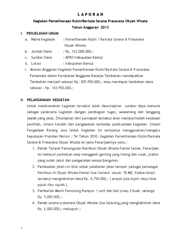 Contoh Laporan Kegiatan Fisik | PDF
