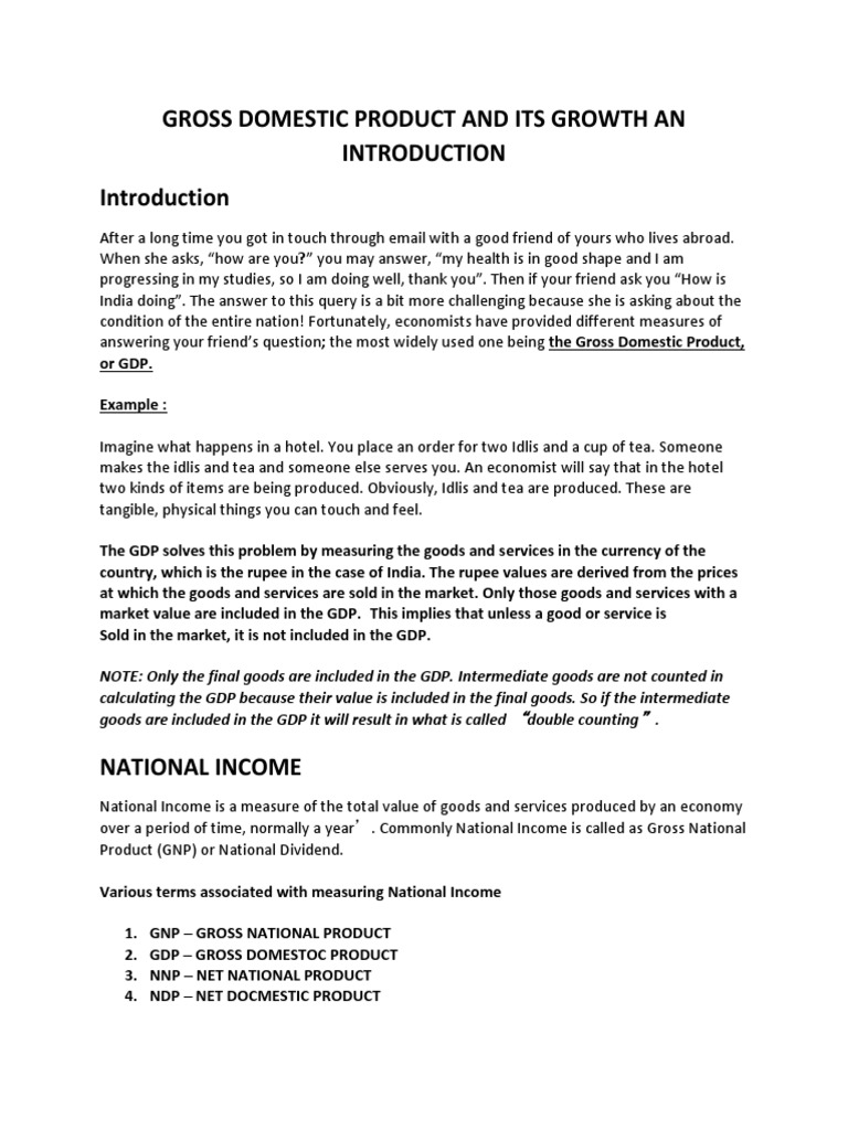 Introduction On Gross Domestic Product | PDF | Gross Domestic Product ...