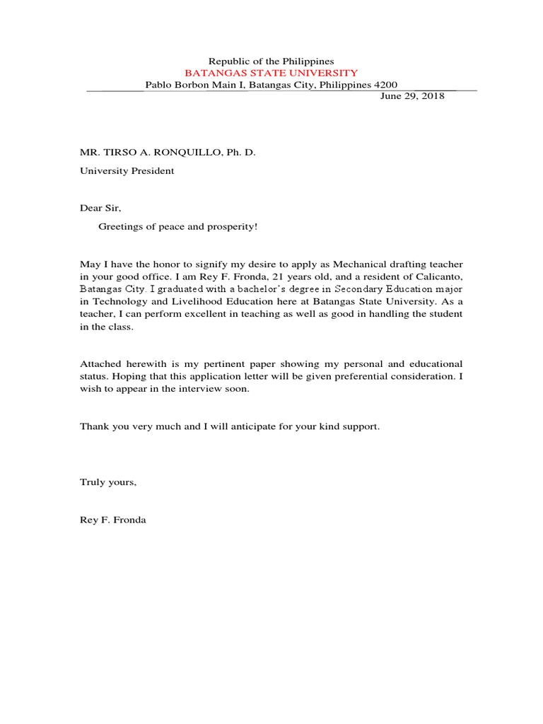 Application Letter | PDF