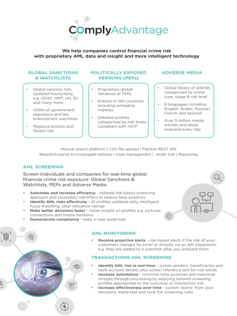 AML Screening Brochure | PDF | Money Laundering | Regulatory Compliance