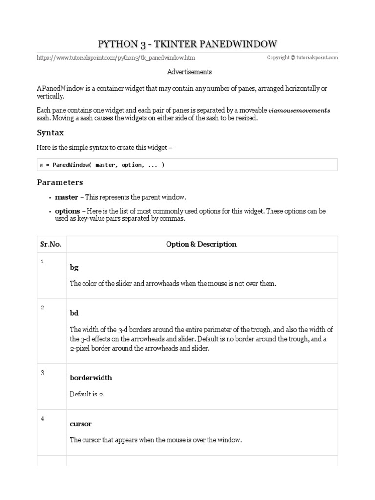 Tkinter Paned Window | PDF | Software Engineering | Computer Programming