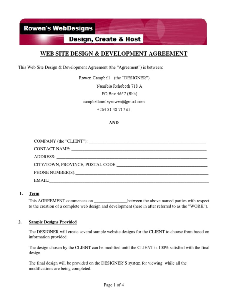 Web Contract | PDF | Web Design | Websites