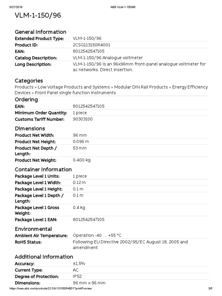 Abb VLM-1-150 - 96 | PDF | Electricity | Manufactured Goods