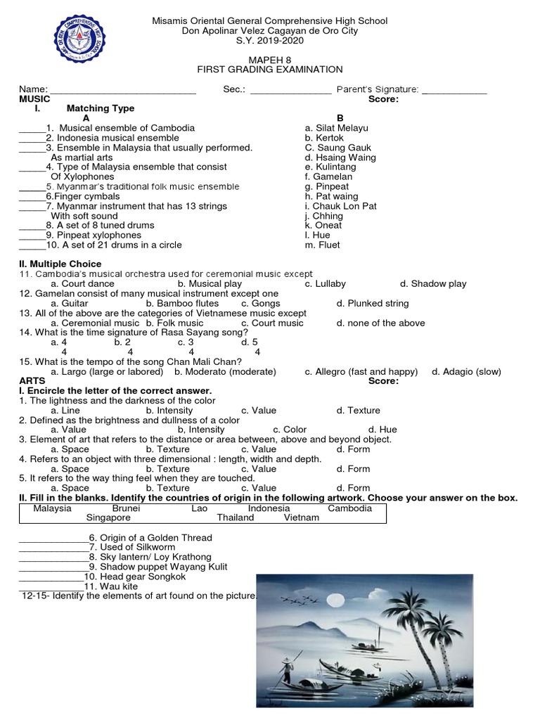 1st Grading Exam MAPEH | PDF | Gender Role | Gender