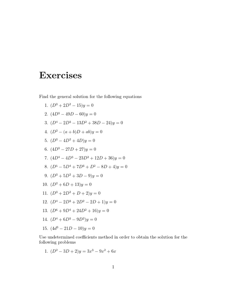 Higher Order Differential Equations | PDF